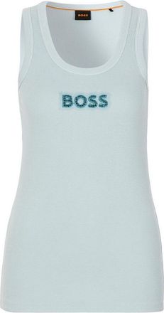 HUGO BOSS T-Shirt Ematite Stonebadg Premium Damenmode mit glitzerndem Logo-Badge