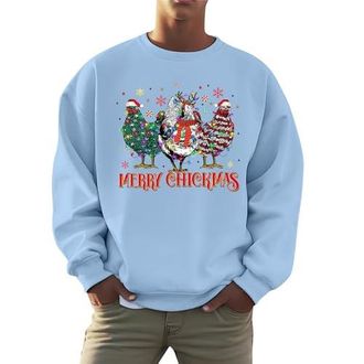 Generic Pull de Noël drôle pour homme, en coton, sweat-shirt de Noël pour homme, pull de Noël chaud avec impression 3D décontracté et amusant, pull dhiver de 