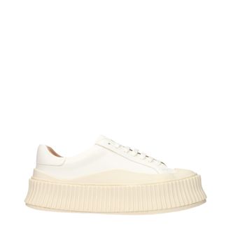 Jil Sander Wei&szlig;e Leder Plateausneaker