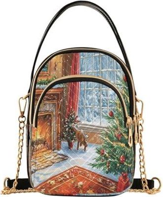 Mnsruu Sac &agrave; bandouli&egrave;re color&eacute; vieux arbre de No&euml;l en cuir pour femme