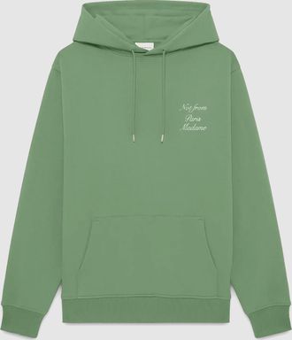 Dr&ocirc;le de Monsieur Hoodie Slogan Calligraphy Light Green