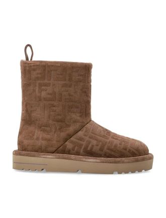 Fendi Stiefel - Apr&egrave;s Chic Ff Embossed Suede Boots - Gr. 37 (EU) - in Braun - f&uuml;r Damen