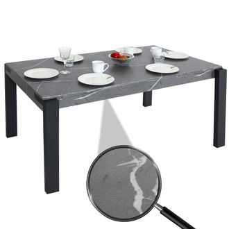 Mendler Esstisch HWC-L53, Tisch K&uuml;chentisch Esszimmertisch, Industrial Metall 140x80cm - Marmor-Optik grau