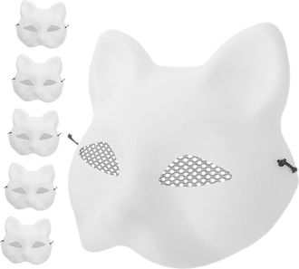 Cabilock 6stücke Fuchs-halbmaske Cosplay-fuchsmaske Tiermaske Party-Gesichtsmaske Halloween-partymaske Katzen-maskenballmaske DIY-Maske Weiß Für Karneval Kostü
