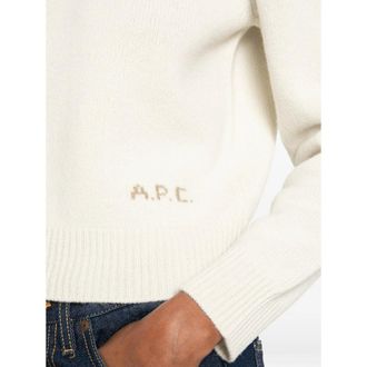 A.P.C. Ribbed Wool Crew Neck Sweater - Beige