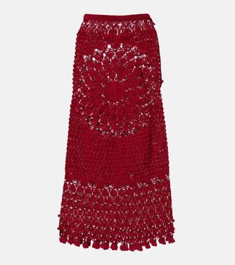 Paco Rabanne Jupe midi en coton &agrave; ornements