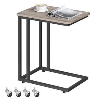 Vasagle Beistelltisch, Sofatisch mit Rollen, C-Form, mobiler Kaffeetisch, 35 x 50 x 60 cm, Wohnzimmertisch mit Metallgestell, f&uuml;r Kaffee und Laptop, Industrie
