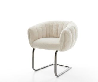 DELIFE Freischwinger Jada-Flex Pl&uuml;sch Creme-Wei&szlig; Freischwinger flach Graphit Taschenfederkern, Esszimmerst&uuml;hle