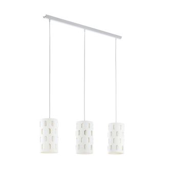 Eglo Pendelleuchte Ronsecco, 3 flammige Hängelampe Modern, Hängeleuchte aus Stahl in Weiß, Esstischlampe, Wohnzimmerlampe hängend mit E27 Fassung