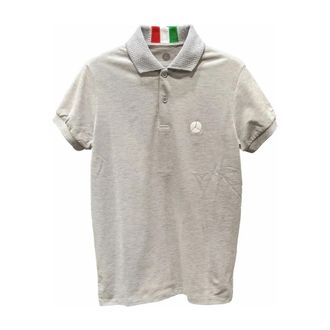 People of Shibuya Kurz&auml;rmeliges Polo mit italienischer Flagge am Kontrastkragen - - Tops - Herren - Grau - S
