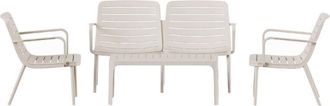 DRAWER Salon de jardin 4 places en r&eacute;sine - Beige - Moro