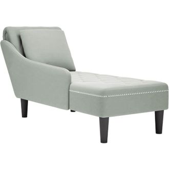vidaXL Chaiselongue mit Kissen und Rechter Armlehne Hellgrau Samt Vidaxl