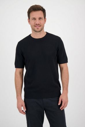 Olymp T-Shirt OLYMP, Herren, Gr. XXL, schwarz (marine), Strick, Obermaterial: 50% Baumwolle, 50% Lyocell, regular fit normal, Rundhals, Rippb&uuml;ndchen, Shirts