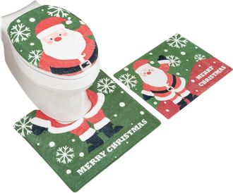 Generic Festliches Toilettenset - Weihnachts-Badezimmerteppich, Cartoon-Sitzbezug-Zubehör | Dekorative Anti-Rutsch-Matte für Zuhause, Wohnheim, Hotel, Wohnung
