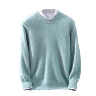 Generic Pull tricoté en laine mélangée à col rond pour homme - Chaud et confortable - Décontracté - Automne et hiver, Menthe En8, XXL