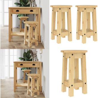 vidaXL Vidaxl - Barhocker 2 Stk. Massivholz Kiefer - Holz Barhocker - K&uuml;chenhocker - Barst&uuml;hle - Kiefernholzm&ouml;bel - Rustic Furniture - Home & Living