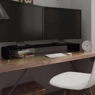 vidaXL TV-Tisch/Bildschirmerh&ouml;hung Glas Schwarz 120x30x13 cm - Vidaxl