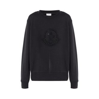 Moncler Crystal Logo Baumwoll-Sweatshirt - - Sweatshirts & Hoodies - Damen - Schwarzk - S