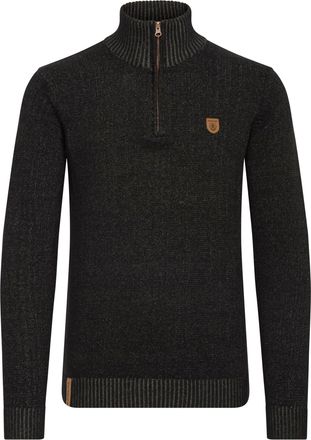 Indicode Nathen Herren Strickpullover Troyer Feinstrick Pullover Mit Stehkragen und Reißverschluss, Größe:3XL, Farbe:Black (999)