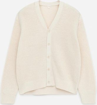 Arket Strickjacke Aus Leinenmischung -Weiß