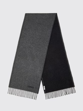 Fendi &Eacute;charpe en pur cachemire avec logo brod&eacute; et bords frang&eacute;s