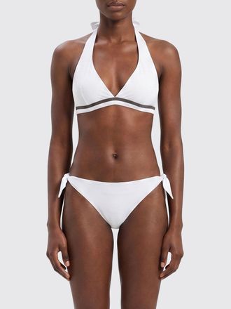 Brunello Cucinelli Haut de bikini triangle avec d&eacute;collet&eacute; en V et bijou monili