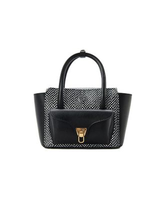 Coccinelle Womens Handbag Black-Black Calf Split Leather Bags - Handbags Black/black