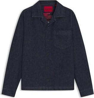 HUGO BOSS Hommes Edelo Surchemise Oversize en Denim Rigide Japonais