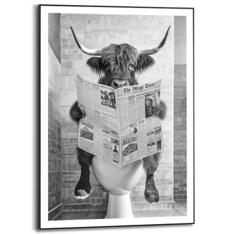 Reinders Gerahmtes Bild, Highlander Toilet, Toilette, Poster, Wanddeko, Room Decor, MDF, Schwarz-Wei&szlig;, 70 x 50cm