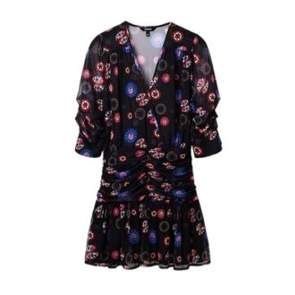 Desigual Femme, Robes, Multicolore, Taille: 42 FR Robe Imprimée Col en V