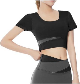 Generic 2026 Soutien-gorge de sport patchwork taille haute serr&eacute; s&eacute;chage rapide v&ecirc;tements de yoga collision sensation nude, Noir, M