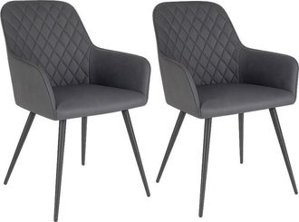 House Nordic House Nordic - Lot de 2 chaises de salle à manger karu - Simili cuir et pieds métal noir-Gris foncé