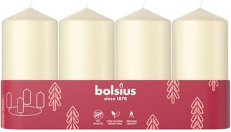 Bolsius Bolsius - Adventszeit - Stumpenkerze - elfenbein - 10cm - 4-Pack - Dekorative Kerze - Mit natürlichem Pflanzenwachs - Ohne Palmöl