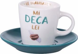 Villa D'Este Home Tivoli Le Travisate Espressotasse 90 ml mit Untertasse aus Porzellan New Bone China