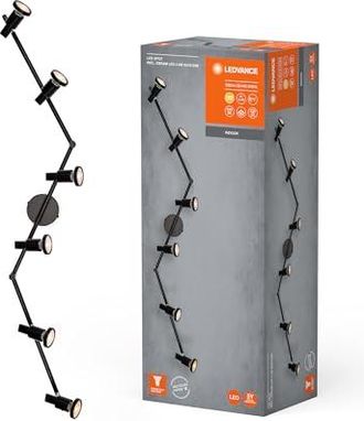 Ledvance LED SPOT GU10 6 x 3,4W, 1380lm, schwarz, 2.700K Farbtemperatur, warmwei&szlig;e Lichtfarbe, zeitloses Design, austauschbare LED-Lampe, ideal f&uuml;r Innenr&auml;ume,