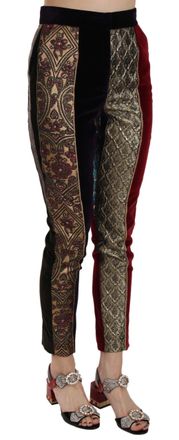Dolce & Gabbana Womens Multicolor Jacquard Cropped Tapered Pants