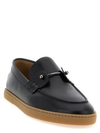Christian Louboutin Mens Black Calfskin Slip-On Loafers