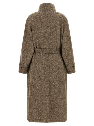 Brunello Cucinelli Virgin Wool Herringbone Coat - Brown