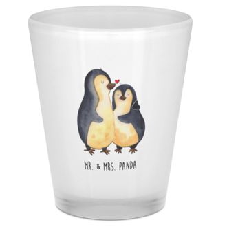 Mr. & Mrs. Panda Schnapsglas Pinguine Einschlafen - Geschenk, Kurze Gl&auml;ser, Jahrestag, Shot Glas, Freundin, Lik&ouml;r, f&uuml;r, Shotglas, Freund, Hochzeitstag, Valentinstag, F