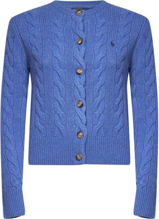 Polo Ralph Lauren Femme, Pulls, Bleu, Taille: 42 FR Cardigan en maille torsad&eacute;e