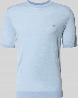 Fynch-Hatton Strick T-Shirt mit Rundhalsausschnitt und Label-Stitching