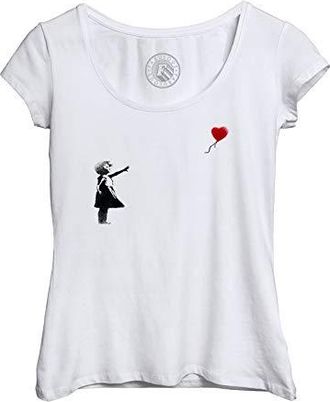 Fabulous T-Shirt Femme Col Echancré Banksy Fillette Ballon Rouge Coeur Enfant