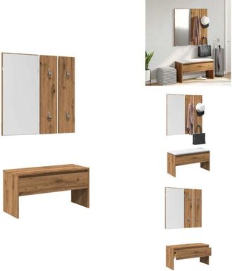 vidaXL Garderoben-Set Artisan-Eiche Holzwerkstoff - Flurmöbel Set - Flurmöbel Sets - Flurmöbel - Flurmöbelset