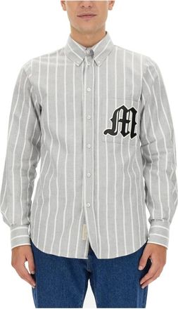 Msgm Msgm, Homme, Chemises, Gris, Taille: M Chemise en coton avec monogramme