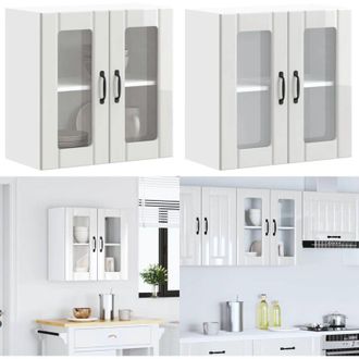 vidaXL Vidaxl - K&uuml;chen-H&auml;ngeschrank mit Glast&uuml;r Hochglanz-Wei&szlig; Holzwerkstoff
