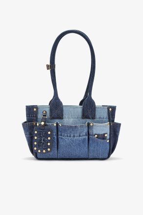 Ganni Kleine Posy-Tasche aus Denim in Blau