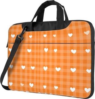 Generic Housse de protection pour ordinateur portable de 15,6 avec bandouli&egrave;re - Motif coeur vichy orange, multicolore, 15.6 inch