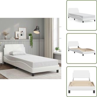 vidaXL Bettgestell mit Kopfteil Wei&szlig; 90x200 cm Kunstleder - Kunstleder Bettgestell - Doppelbett - Boxspringbetten - Betten G&uuml;nstig Kaufen - Wei&szlig;es