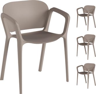 OUTSUNNY Gartenstuhl 4er Set wetterfest Gartenstühle aus Kunststoff Stapelstuhl mit Armlehne Rückenlehne stapelbar Terrassenstuhl bis 120 kg belastbar Gartenmö