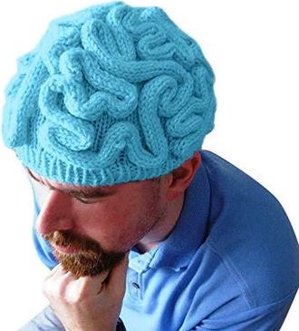 Generic Bonnet tricot&eacute; au crochet pour adultes, cerveau, cerebrum, enfants, casquette de personnalit&eacute;, chapeau envoy&eacute; pour homme, bleu, Taille unique
